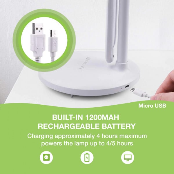 36 LED Foldable Desk Lamp Dimmable Rechargeable Battery with USB Power ...